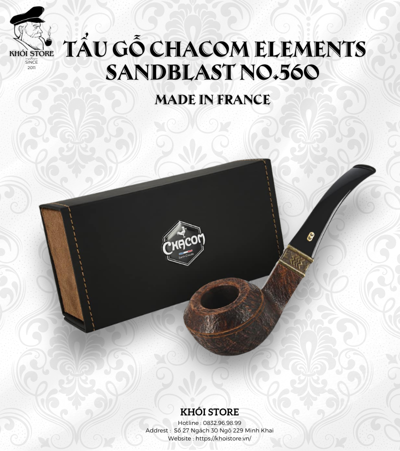 Tẩu Gỗ Chacom Elements Contrast #390 - Khói Store - Thuốc lá sợi, Thuốc tẩu, Xì gà
